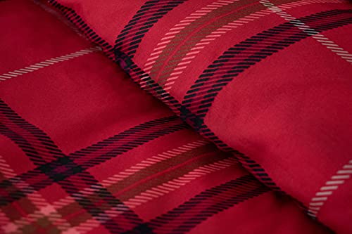 Vilano Plaid Collection - Premium Quality, Soft, Wrinkle, Fade, & Stain Resistant, Easy Care, Oversized Duvet Cover Set, Full/Queen, Red,