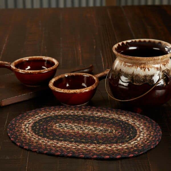 for Farmhouse RED Black Mustard Braided Jute Table MAT Candle Doily Seasonal Ornaments Home Décor