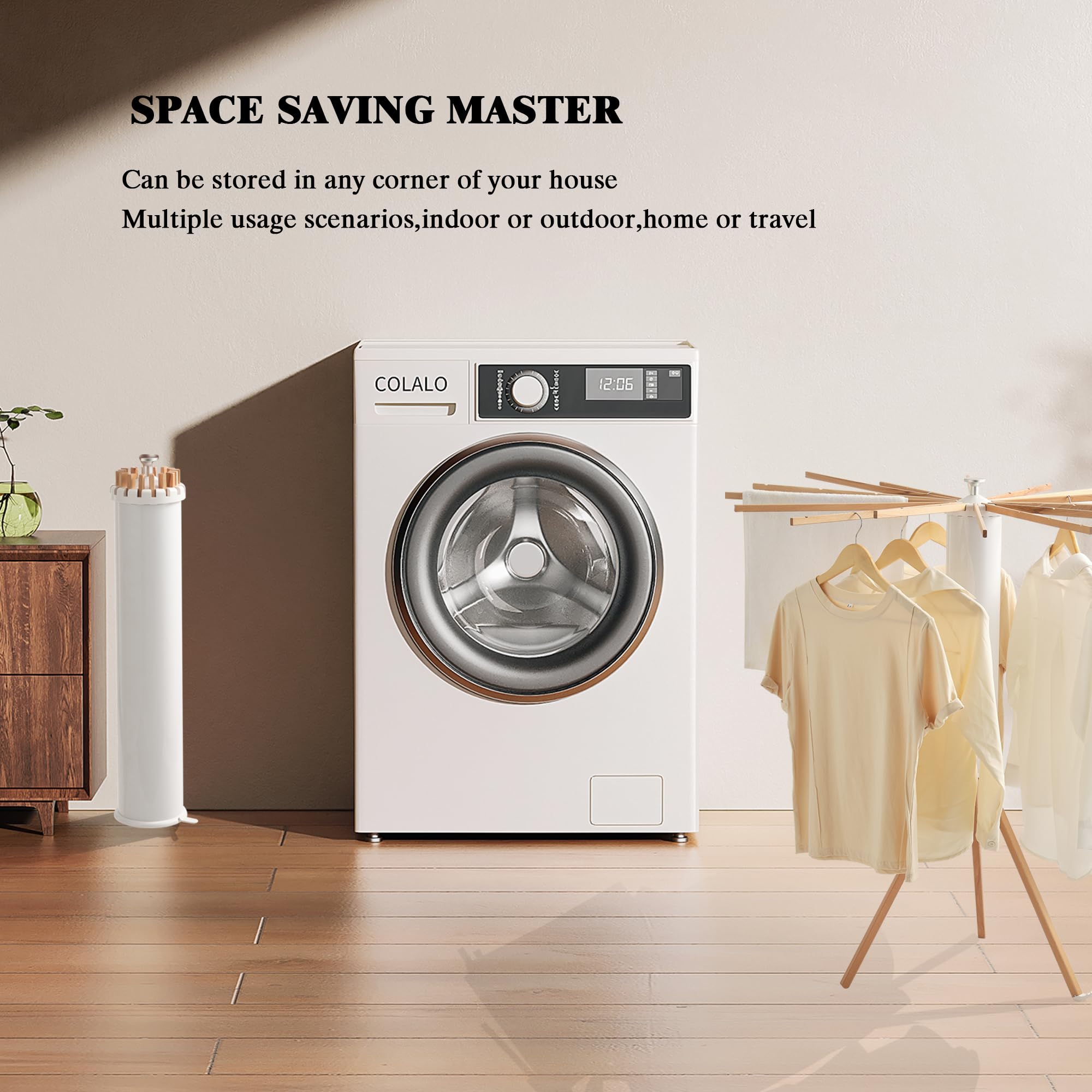 SONICA Drying Rack Clothing,Clothes Drying Rack Foldable Portable, Tripod Wooden Laundry Rack Drying,Space Saving Collapsible Drying Racks for Laundry for Travel and Daily Family Use.