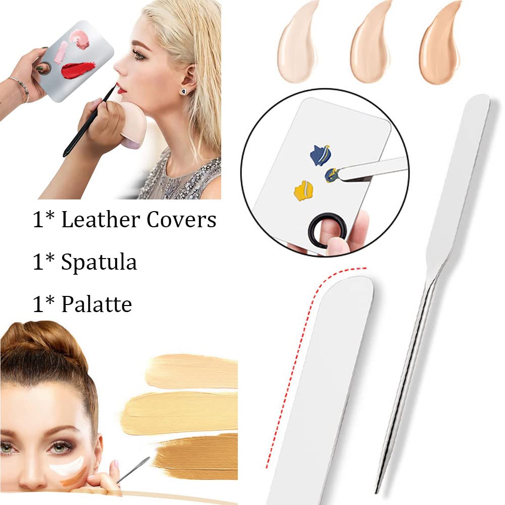 Picasso Spatula Makeup Korean, Stainless Steel Makeup Spatula and Palette Set, Professional Makeup Tool, Korean Picasso Makeup Spatula(Spatula+Palette+Leather Cover)