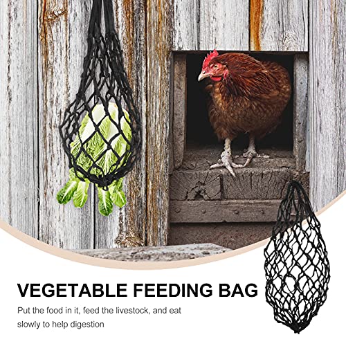 Mikikit Chicken Coop Accessories Poultry Vegetable Feeding Tool: Chicken Vegetable String Bag Cabbage Feeder Treat Feeding Mesh Bag Thickened Poultry Food Feeding Mesh Bag- Black Goat Feeder