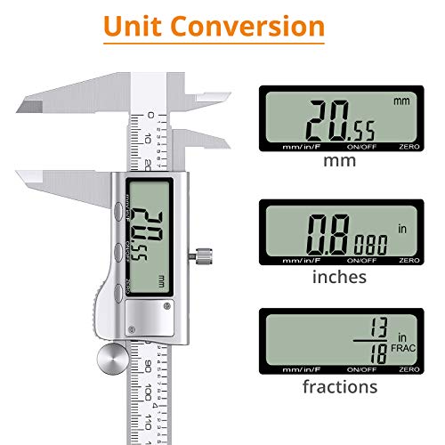 Neoteck 8 inch Digital Caliper and Feeler Gauge Set, Stainless Steel Electronic Vernier Caliper Measuring Tool Fractions/Inch/Metric Conversion Large LCD Screen