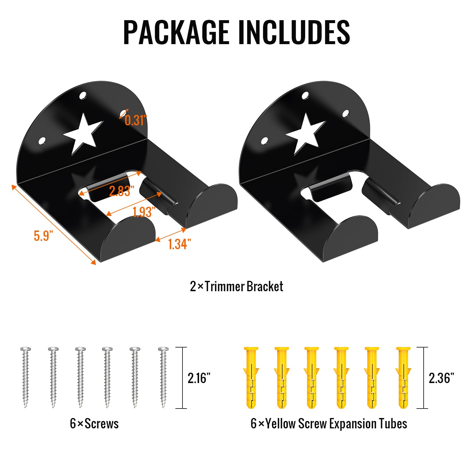 Sulythw 2 Pack Trimmer Rack Garage Garden Power Tool Hanger for Grass Trimmer, Hedge Trimmer, Garage Wall Weed Eater Hanger Holder Garage Trimmer Power Tool Organizer Storage Wall Mount (Black)