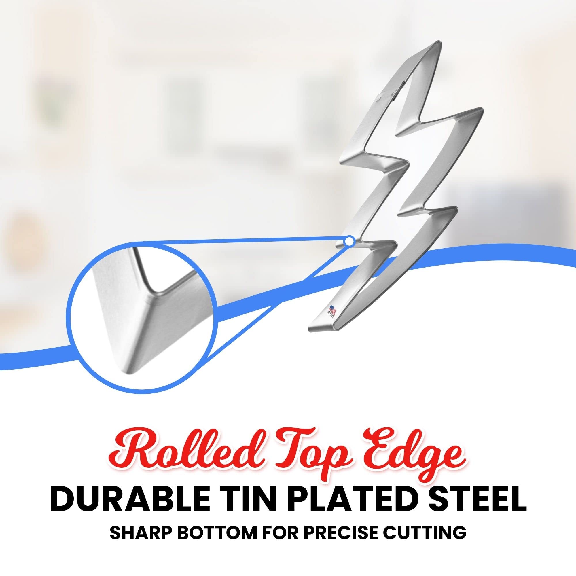 Lightning Bolt Cookie Cutter 5.5 Inch - Made in the USA β Foose Store Cookie Cutters Tin Plated Steel Lightning Bolt Cookie Mold