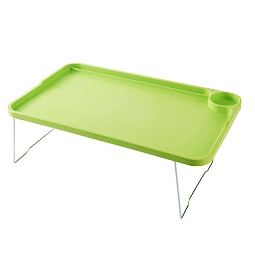 VEMMIO Breakfast Tray Folding Laptop Table Compact Bed Desk Breakfast Serving Bed Tray Standing Reading Table with Cup Holder Lightweight Picnic Table (Color : Green)
