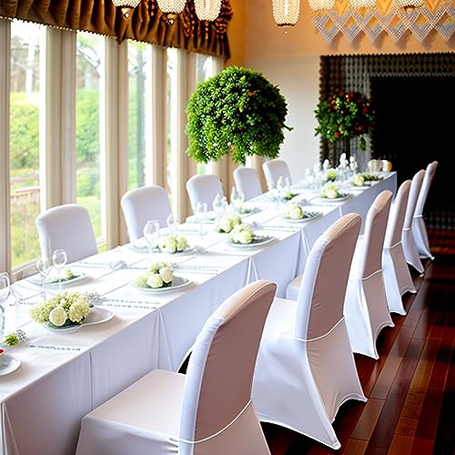Vencede 10pcs White Stretch Spandex Chair Cover, Chair Covers for Wedding, Universal Fitted Chair Cover Protector for Party, Banquet, Event, Hotel(White 10PCS)