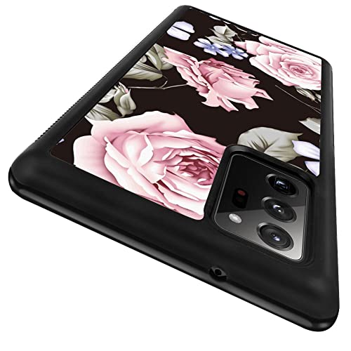 for Samsung Galaxy Note 20 Ultra 5G Phone Case with Pink and Purple Flowers Slim Light not Heavy Tire Tread Texture PC+TPU Case