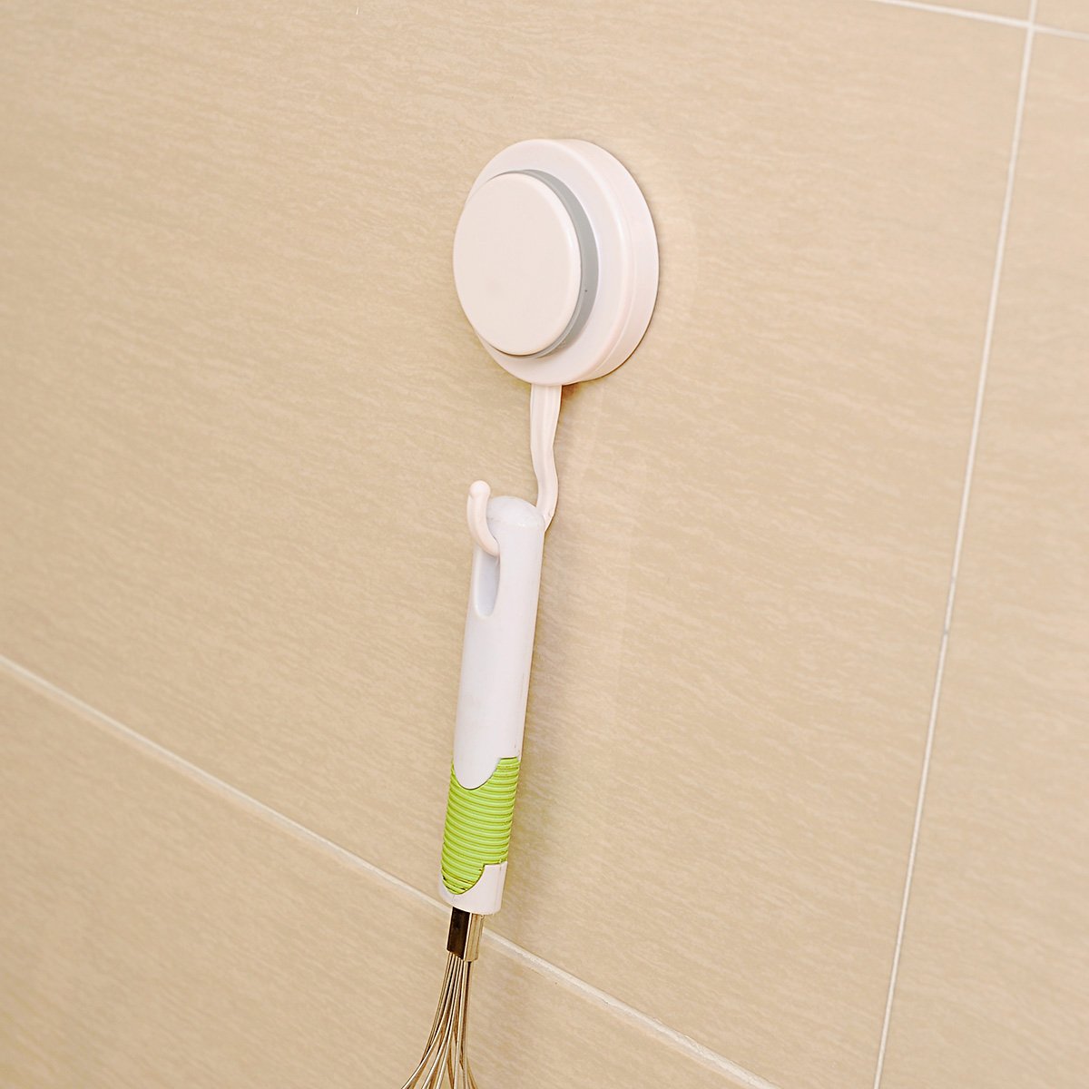 Powerful Vacuum Sucker White Wall Hooks Single Plastic Hanger Household Organization