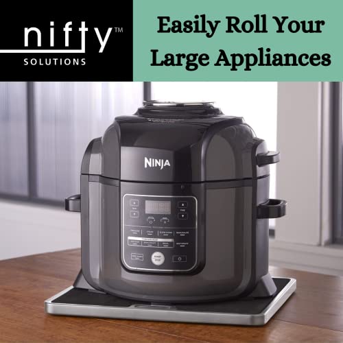 Nifty 3-Pack Appliance Rolling Tray - Black, Home Kitchen Counter Organizer, Integrated Rolling System, Non-Slip Pad Top for Coffee Maker, Stand Mixer, Blender, Toaster