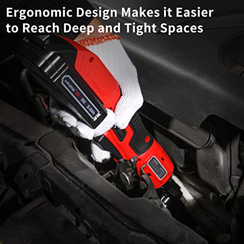 MANUSAGE 3/8" Cordless Electric Ratchet Wrench Set, 20V Cordless 44.25 Ft-lbs 380 RPM Ratchet Kit