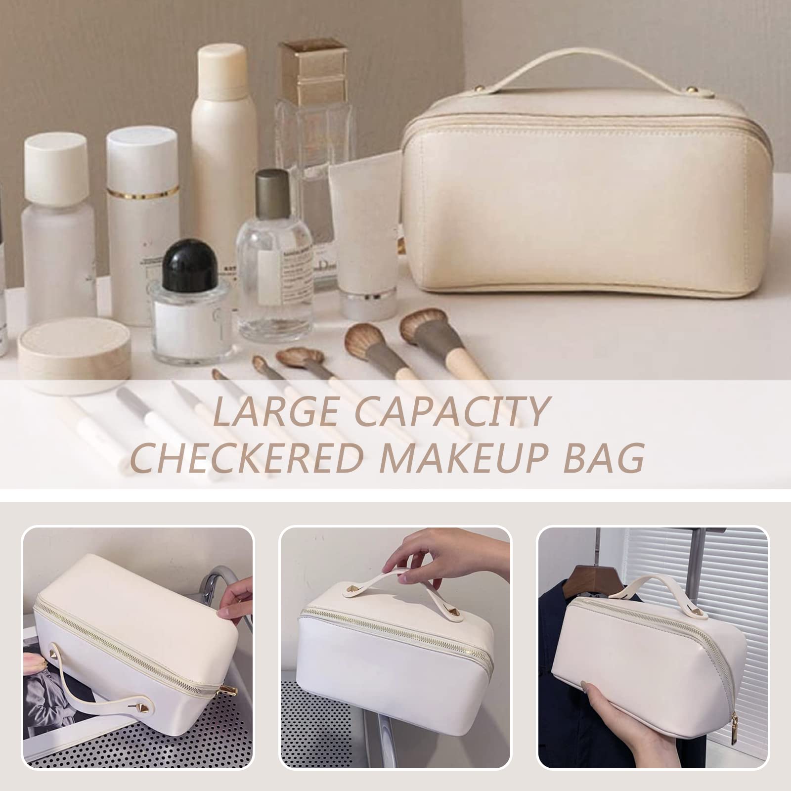 Ovenot Travel Cosmetic Bag - Multifunctional Makeup Bag for Easy Access, Waterproof, Large-capacity, with Handle and Divider