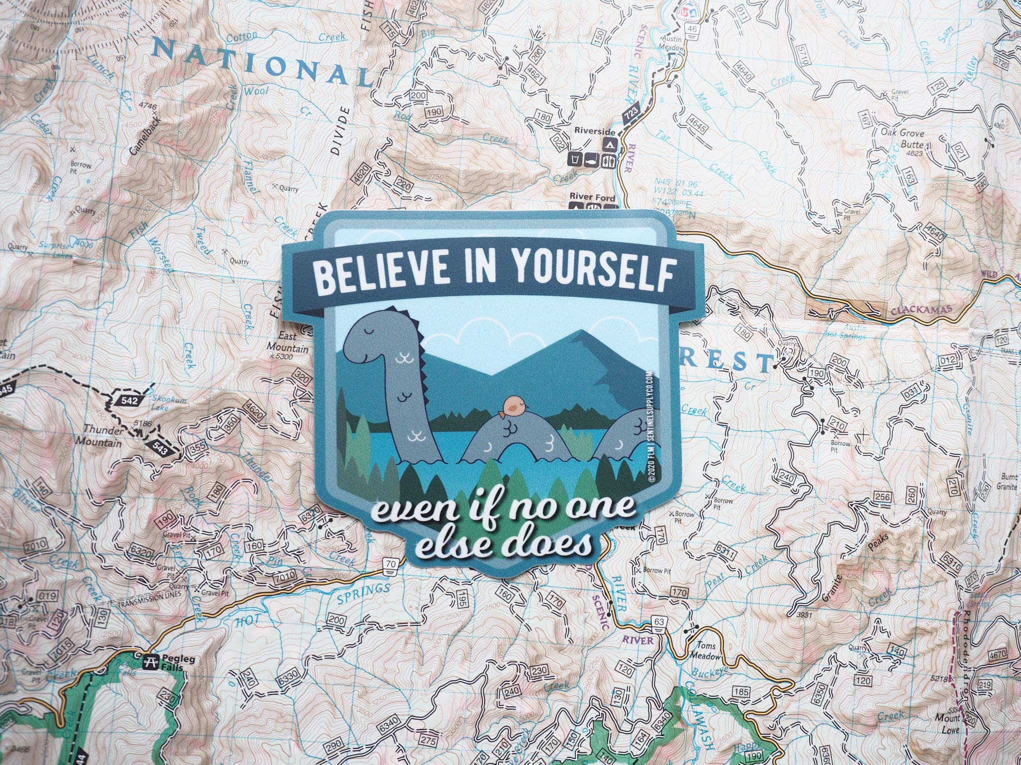Nessie Believe in Yourself Sticker - Funny Loch Ness Monster Decal for Hydroflask or Laptop - Scotland Cryptid Vinyl Sticker