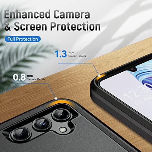 Teayoha 4-in-1 Samsung Galaxy A14 5G Case, [2 Pack Tempered Glass Screen Protector + Tempered Camera Lens Protector] Slim Heavy Duty Full-Body Shockproof Cover [Anti-Scratch], Black