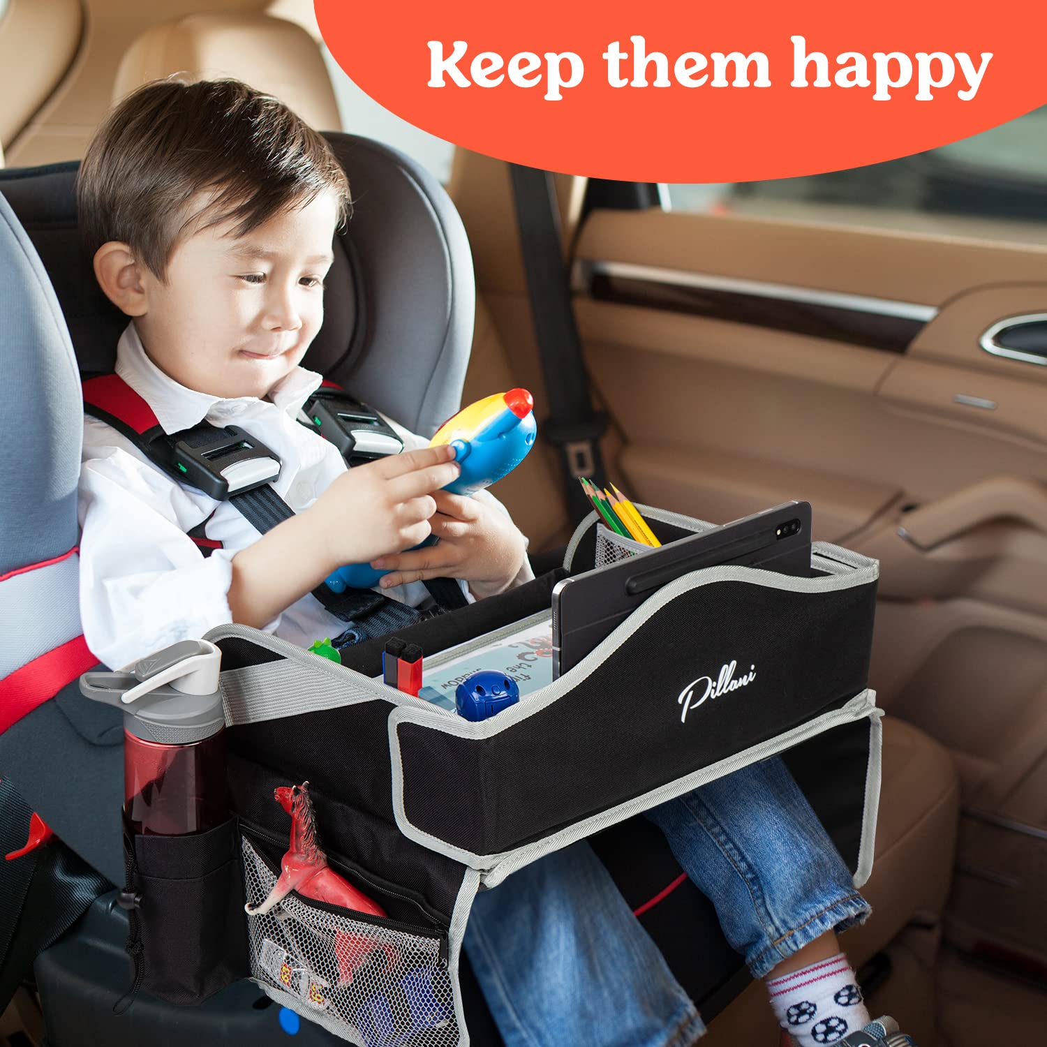 PILLANI Travel Bundle: Baby Backpack & Car Seat Tray for Kids