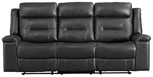 Signature Design by Ashley McAdoo Contemporary Faux Leather Tufted Reclining Power Sofa, Black