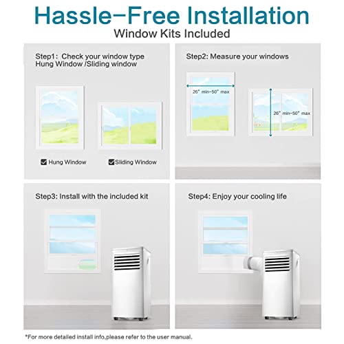 Kismile Portable Air Conditioners 8,000 BTU,Cooling, Dehumidifier & Fan 3-in-1,Air Conditioner Portable with Remote Control, Quiet AC Unit for Room/Office