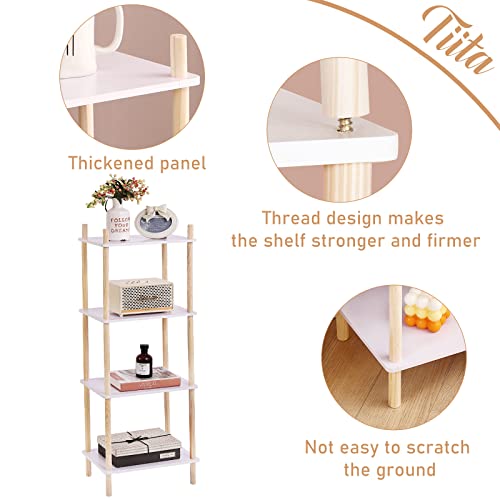 Tiita Corner Standing Shelf Bookshelf Unit - White Small Bookcase Multipurpose Rack Shelving Plant Stand Storageor Living Room Home Office