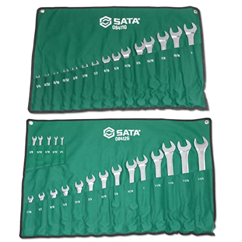 SATA 38 Piece 12 Point Combination Wrench Set | SAE 1/4" to 15/16" & Metric 6mm to 32mm | ST08416G