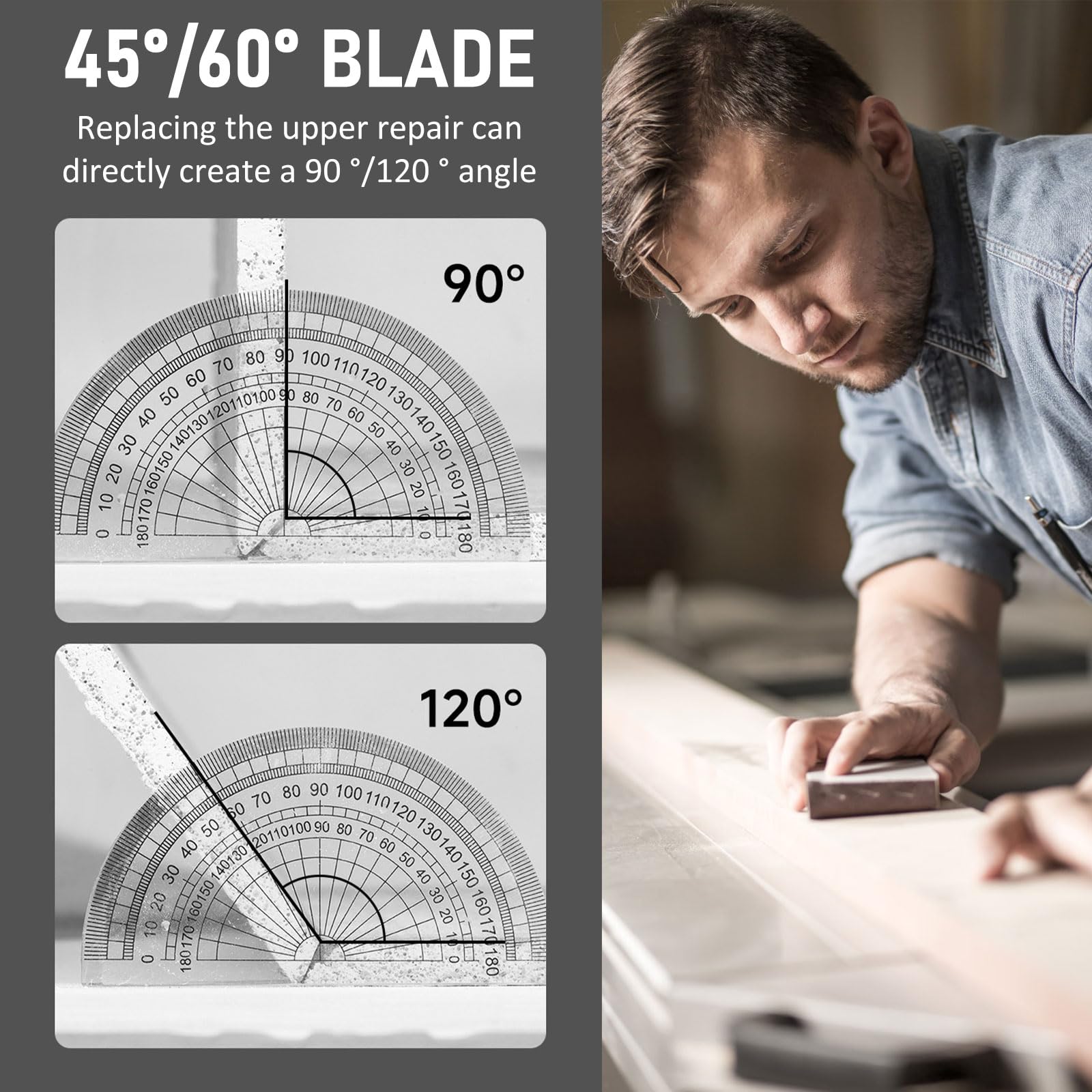 Plasterboard Fast Cutter, Precise 45° 60° Gypsum Board Chamferer with 10 Blades, Plastic Plasterboard Edger, Drywall Edge Hand Cutting Tool, Woodworking Hand Plane Tool for Drywall Chamfer (45°)