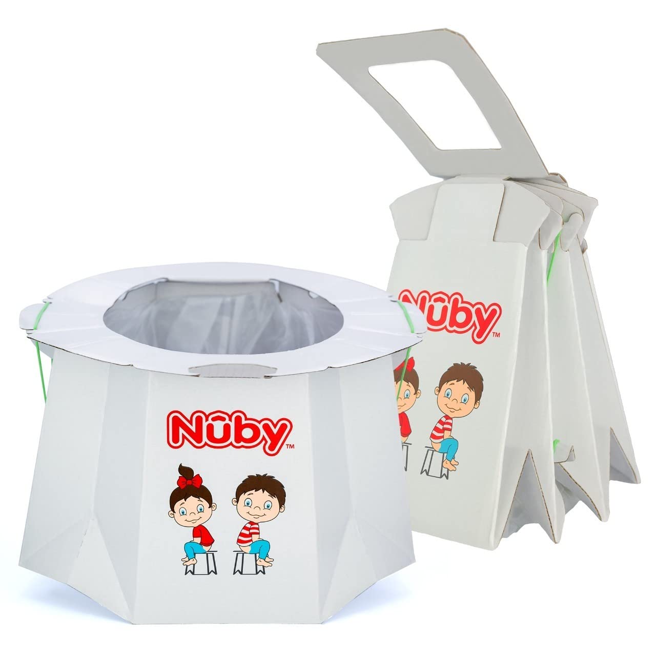 Nuby Disposable Travel Potty with Liner - Foldable and Portable Potty; Toddler Potty Essential for Camp, Trips, & Car Rides - Travel Potty for Toddler, 1 Pack
