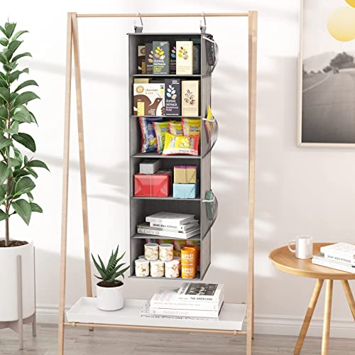 MONINXS Clothes Drawer Organizers Grey & 6-Shelf Hanging Closet Organizer Black