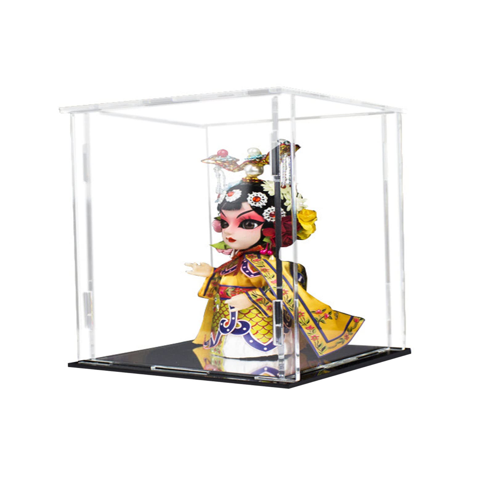 LYHY Clear Acrylic Display Case-Assemble Countertop Box with Black Base for Display-Clear Display Box,Dustproof Protection Showcase for Action Figures Toys Collectibles (10x10x10)