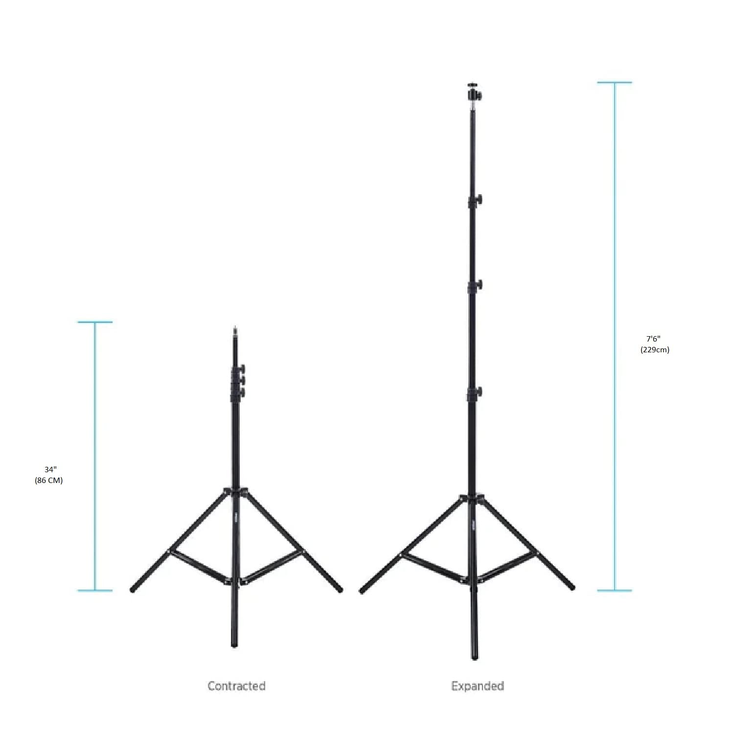 Fovitec 2 - 7'6" Tripod Stands for HTC VR/Vive Mount Base Stations - Includes Articulating Ball Heads and Carrying Bag