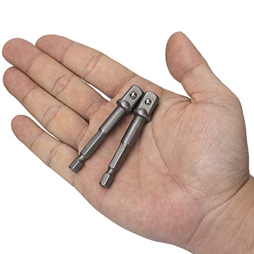 OIIKI 6 Pack 3/8 inch(10mm) Square Socket Adapter Bit Set, Impact Driver Power Bits for Automotive DIY-1/4 Hex Shank
