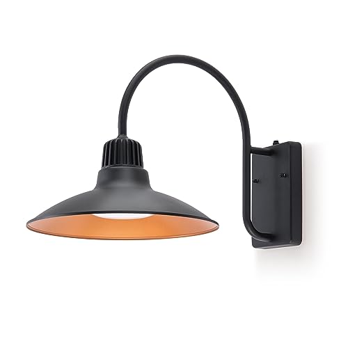 LUTEC Dusk to Dawn Wall Sconces Outdoor Gooseneck LED Barn Light Exterior Porch Wall Lighting Fixture, Anti-Rust Waterproof Vintage Wall Mount for House, Patio, Farmhouse, Garage