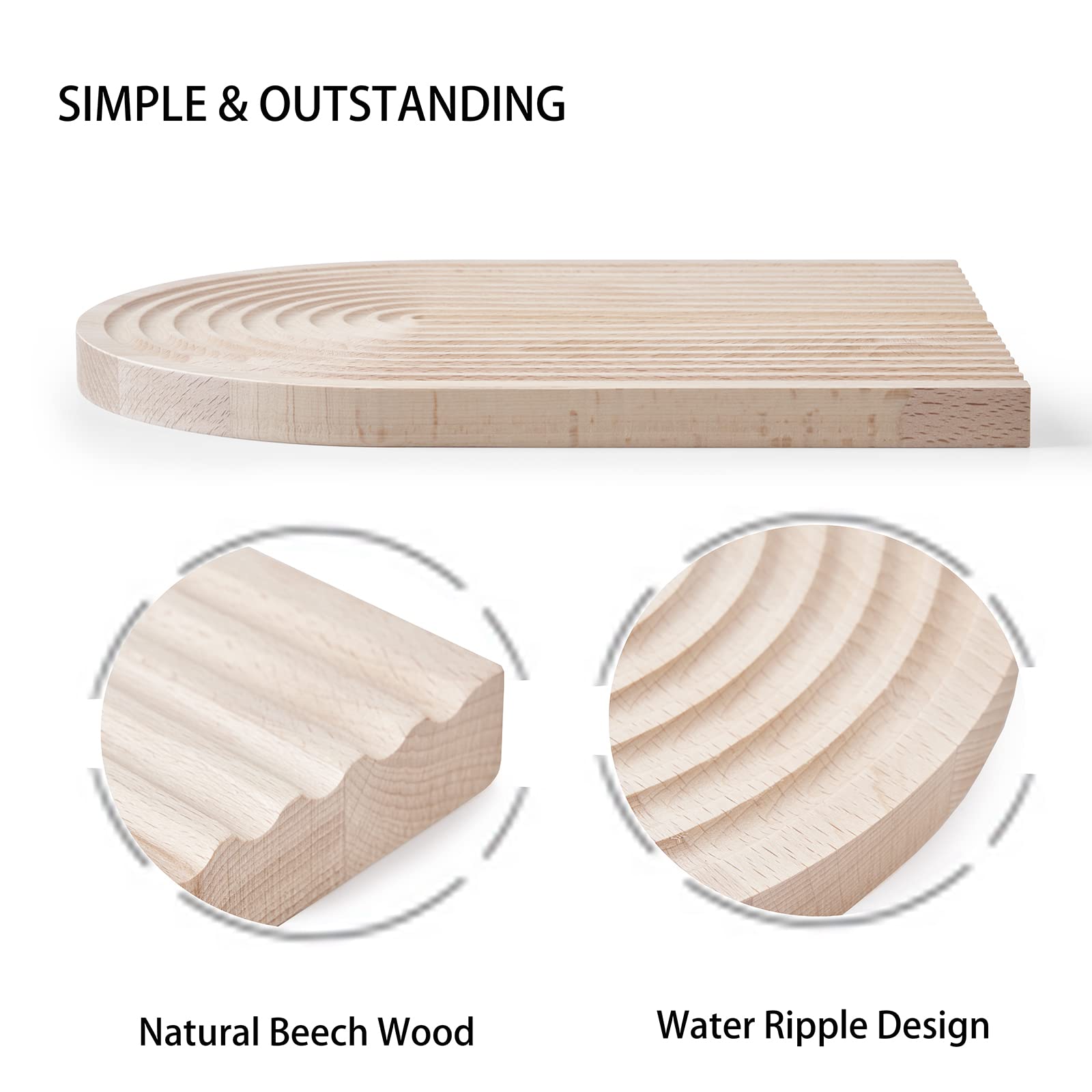 MALLYU Decorative Wooden Serving Tray Cutting Board Arch Shape Grooved Multi-functional Platter Fashion for Charcuterie Home Kitchen Shelf Decor Beading Jewelry Making Organizer DIY Plate Wedding Gift