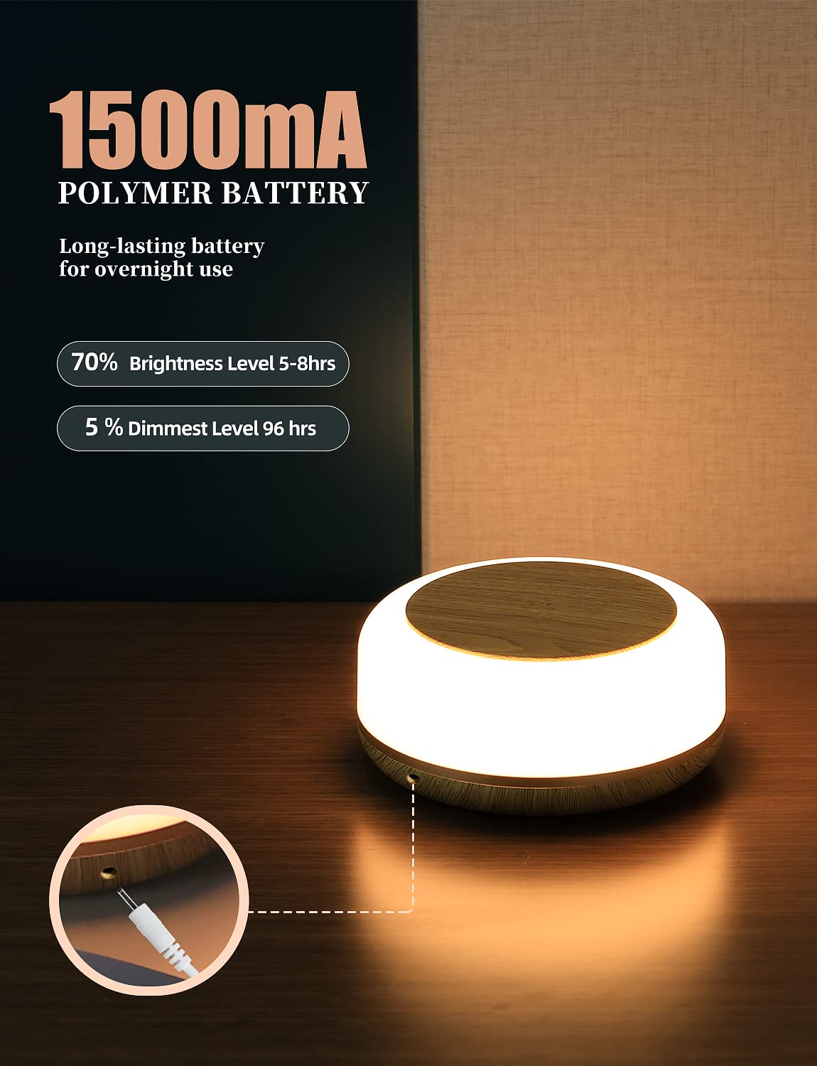 Nursery Night Light, Baby Night Light with Dimmable 3 Color Light LED Bedside Touch Lamp for Kids Breastfeeding Nightstand Light, USB Rechargeable Lamp for Kids Room
