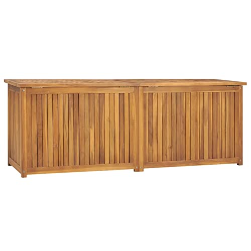 Tidyard Garden Storage Box Teak Wood Deck Box Storage Container with PE Bag Tool Organizer for Patio, Lawn, Backyard, Outdoor Indoor 59.1in x 19.7in x 21.7in