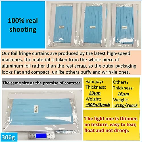 Vanujoy 3pcs Macaron Light Blue Tinsel Foil Fringe Backdrop Curtains 2024 Graduation Party Decoration - Party Door Wall Streamer Photo Backdrop for Birthday Wedding Engagement Bridal Shower Decoration