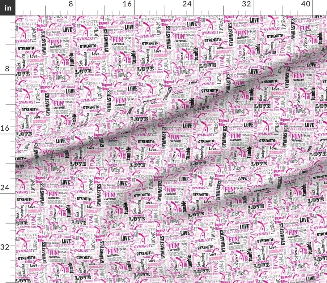 Spoonflower Fabric - Gymnastics Pink Gymnast Printed on Petal Signature Cotton Fabric Fat Quarter - Sewing Quilting Apparel Crafts Decor