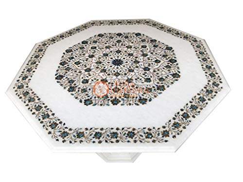 Marble Dining Center Table Top With Stand Pauashell Turquoise Inlay Garden Home Decor