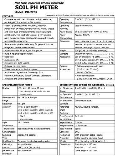 Lutron Electronic Soil pH Meter (Range : 0 to 14 pH) for Horticulture Gardening Food Mechanical Education School Colleges | Model: PH-220S