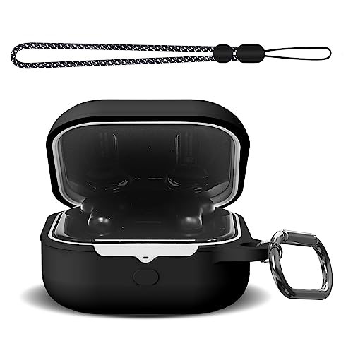 Silicone Case Compatible with Echo Buds 2023 Shockproof Protective Case Cover for All-New Echo Buds (2023 Release) Portable Scratch Resistant Cover with Carabiner and Lanyard (Black)…