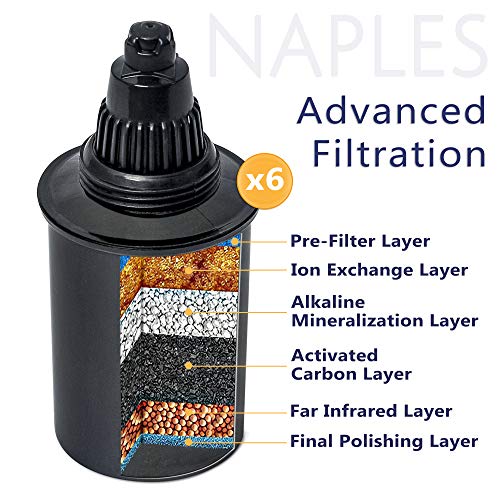 Naples Naturals - NAPLES-1089-BLKX1 1-Pack 1089F Alkaline Water Pitcher Filter Replacement Cartridge Black 1 X Model BLACK 1089