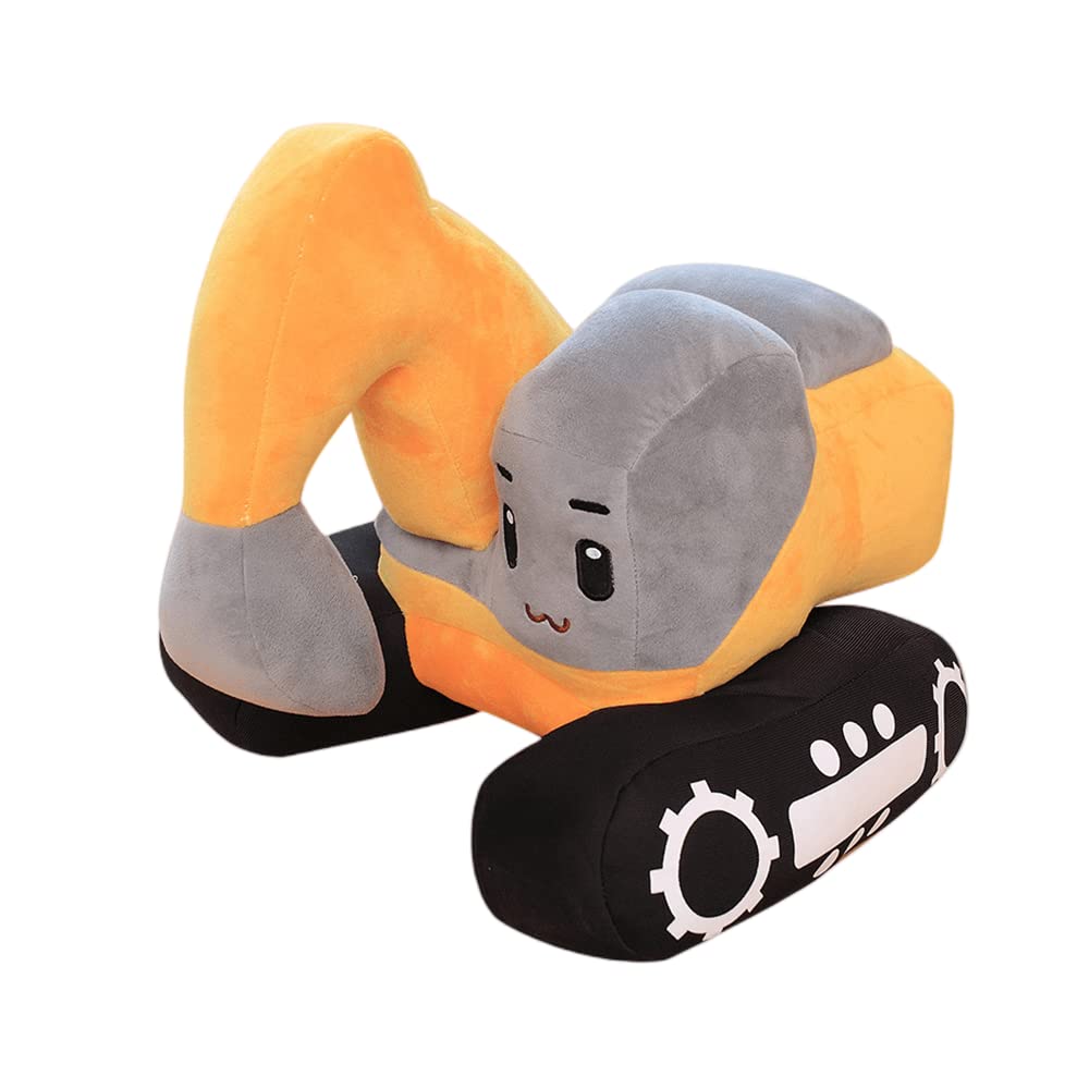XIYUAN 11 inch Soft Excavator Stuffed Construction Toy Truck Toy Super Cute Car Plush Pillow - Soft Plush Toys for Little Boys, Girls, Babies and Toddlers - Great Gift(Yellow)