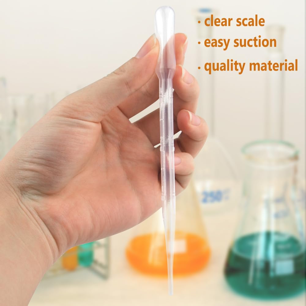 TOVOT 100PCS 3ML Transfer Pipettes Plastic Pipettes Disposable Pipettes Eye Droppers Plastic Pipettes for Lab, DIY, Makeup