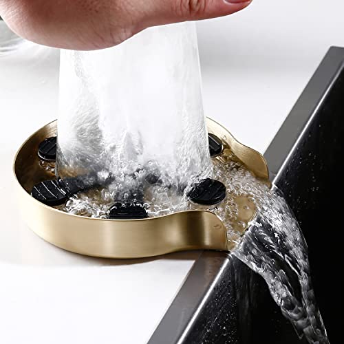 Kitchen Sink Glass Rinser,Faucet Glass Rinser for Kitchen Sinks,stainless steel Bottle Washer,Bar Glass Rinser,Kitchen Sink Accessories,Cup Rinser Bottle Washer (Brushed Gold)
