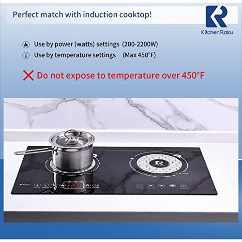 KitchenRaku 2 Pcs Induction Cooktop Mat, (magnetic) Induction Cooktop Protector For Induction Stove, Round Stove Top Cover Induction Silicone Mat, Usable as Microwave Mats (7.9", White)
