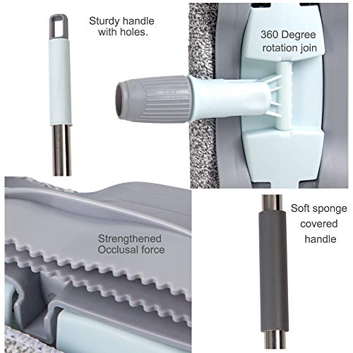 Mop 15 in Microfiber Hardwood Floor Mop 4 Washable Mop Pads Flat Mops for Wet or Dry Laminate Tile Floor Cleaning Wet Mop with Durable Extended Handle