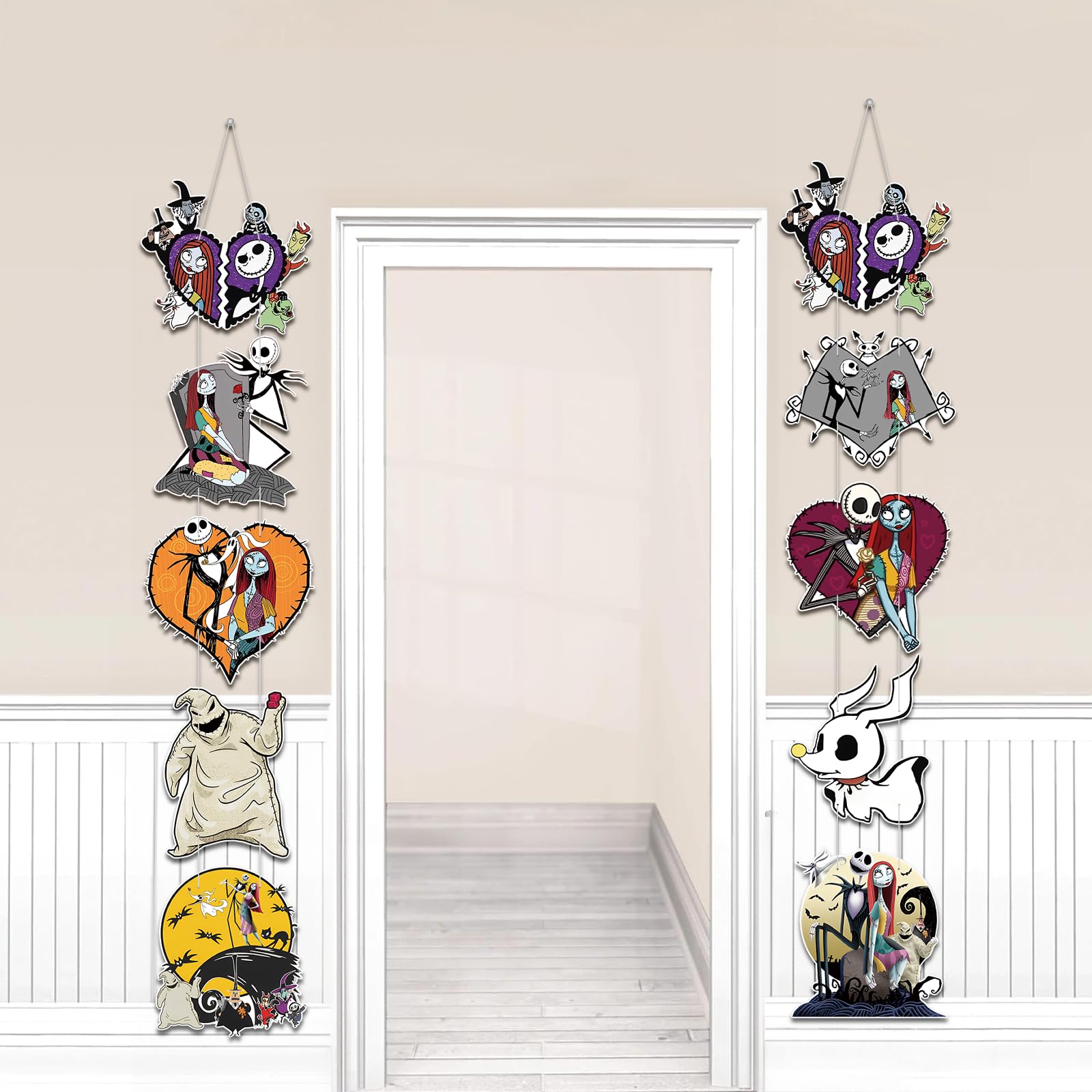 Nightmare Birthday Party Door Sign Banner, Nightmare Party Cutouts Banners Door Hanging Porch Birthday Party Supplies for Halloween Party Indoor Outdoor Decorations