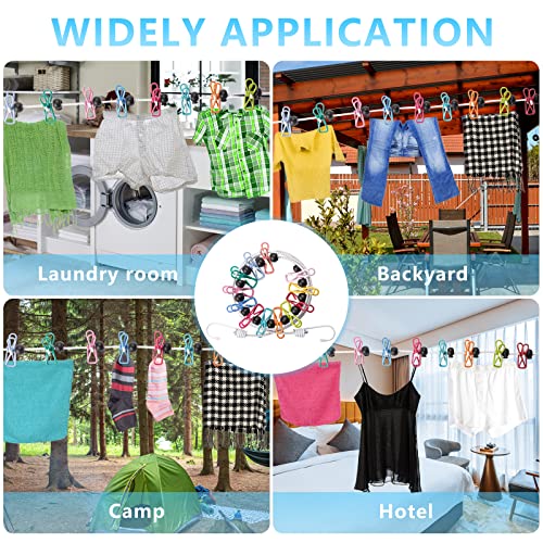 Portable Clothesline with 12 Clothespins, Retractable Travel Clothesline, Suitable for Home Indoor and Outdoor Drying, as Well as Balcony, Outdoor Camping use