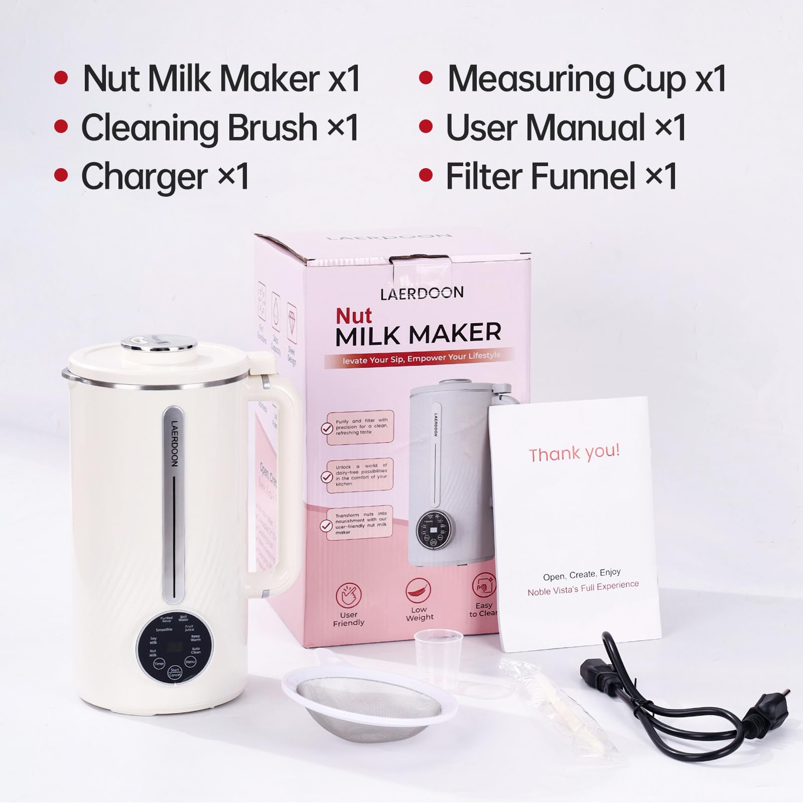 Nut Milk Maker, 34oz Soy Almond Milk Maker with 8 Blades, 8 in 1 Functions Milk Machine Automatic with 12H Timer/Auto-clean/Boil
