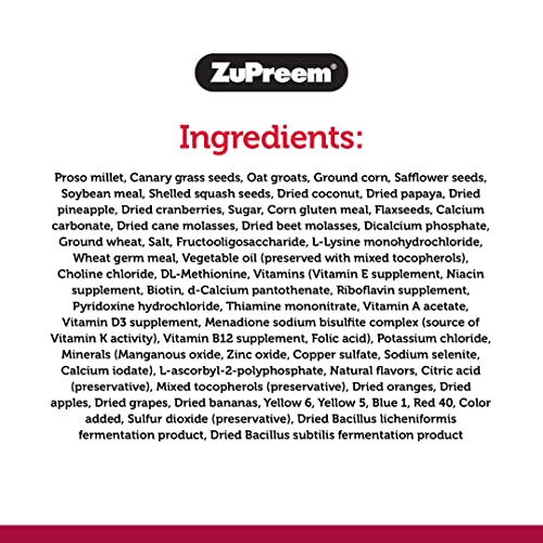 ZuPreem Smart Selects Bird Food for Medium Birds, 2.5 lb - Everyday Feeding for Cockatiels, Quakers, Lovebirds, Small Conures