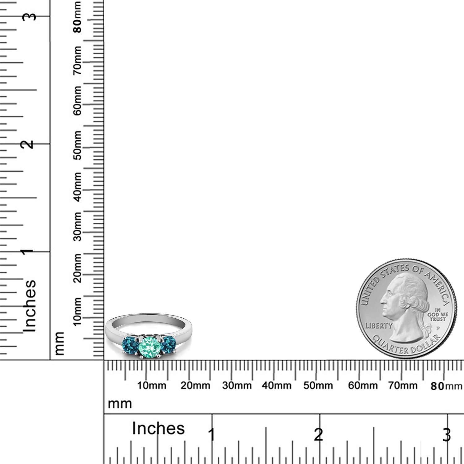 Gem Stone King 925 Sterling Silver Round Blue Apatite and London Blue Topaz Ring For Women (1.16 Cttw, Gemstone Birthstone, Available In Size 5, 6, 7, 8, 9)