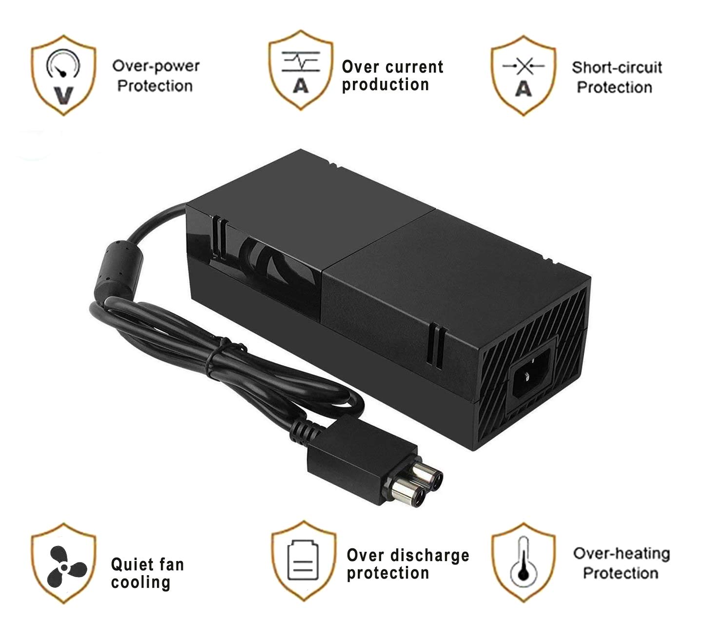 Flowerring Power Supply Brick for Xbox One,AC Adapter Cable Replacement Kit for Xbox One Console with US Plug Charger Cord Replacement 100-240V 220W