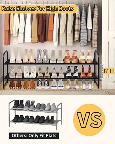 SLEEPING LAMB Long 2-Tier Stackable Wide Shoe Rack for Closet and Black Shoe Organizer Over The Door for Samll Space Storage